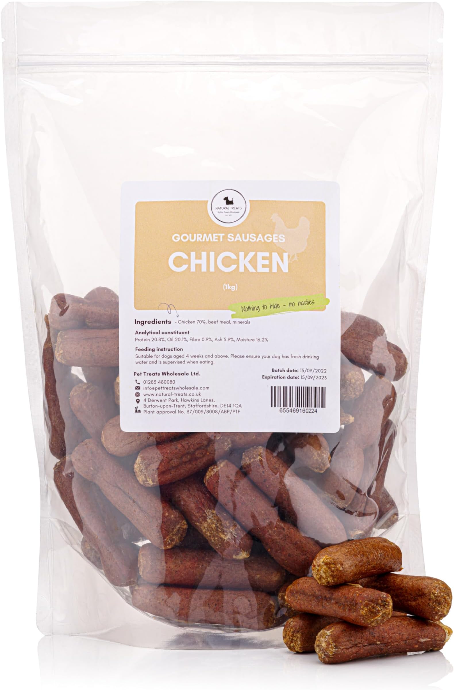 Natural Dog Treats 100% Natural Air Dried Chicken Sausage Meat Treat ...