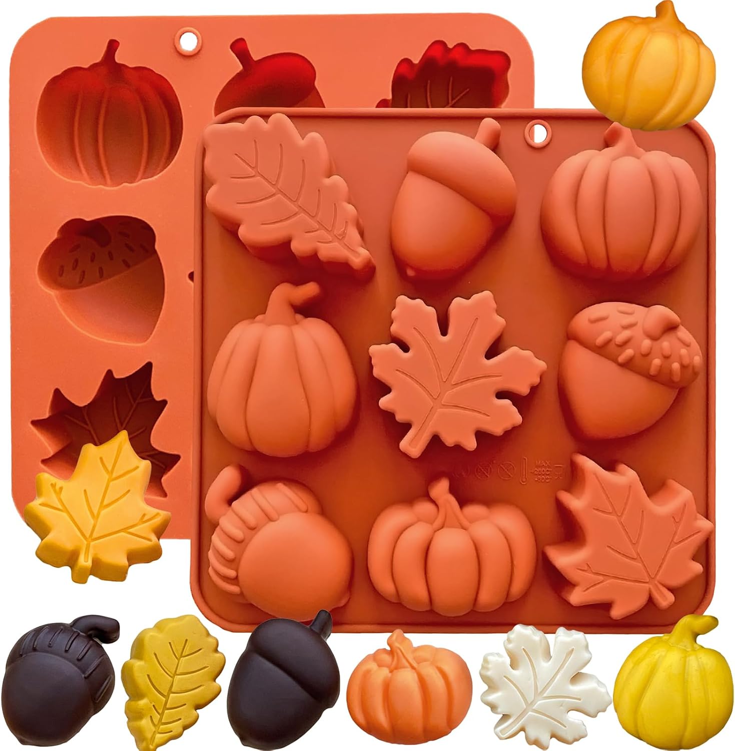 Amazon.com: 3D Pumpkin Silicone Mold 2PCS Fall Silicone Mold ...