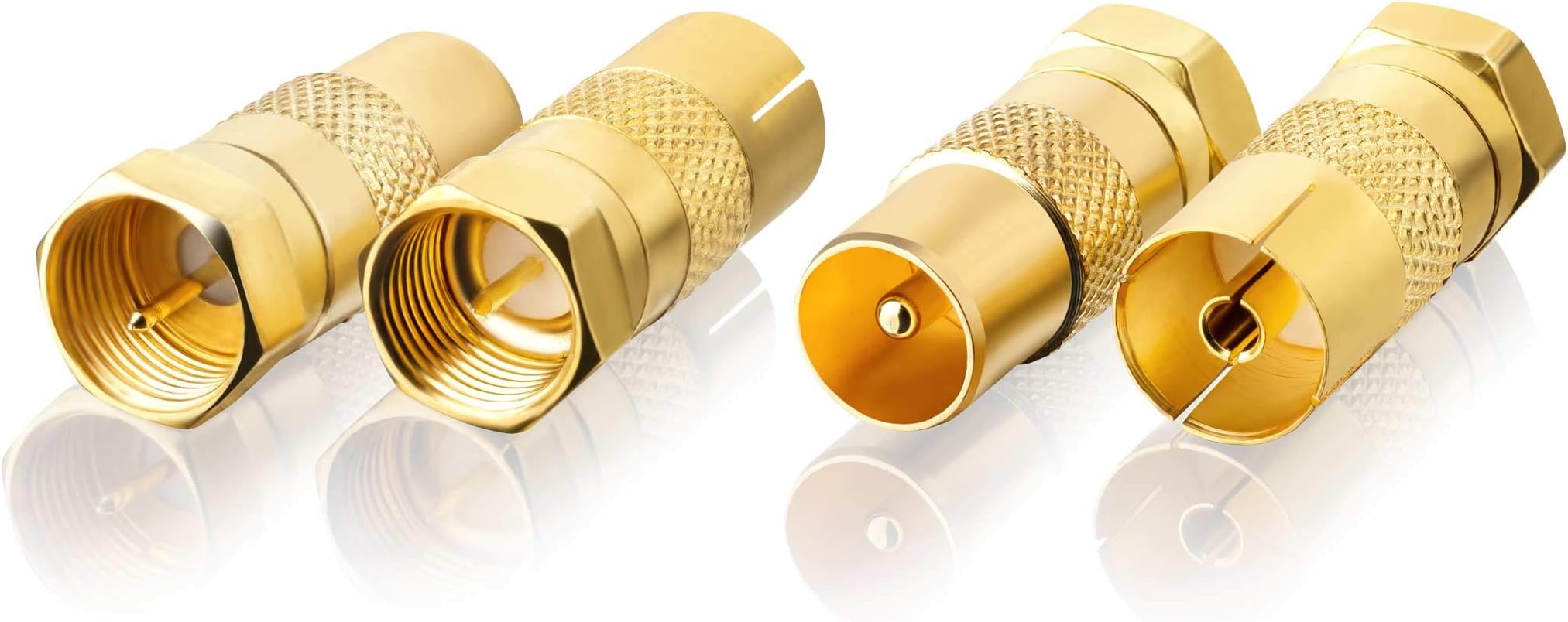 deleyCON 2 Stück SAT Kabel Adapter als Set - F-Stecker auf 1x ...