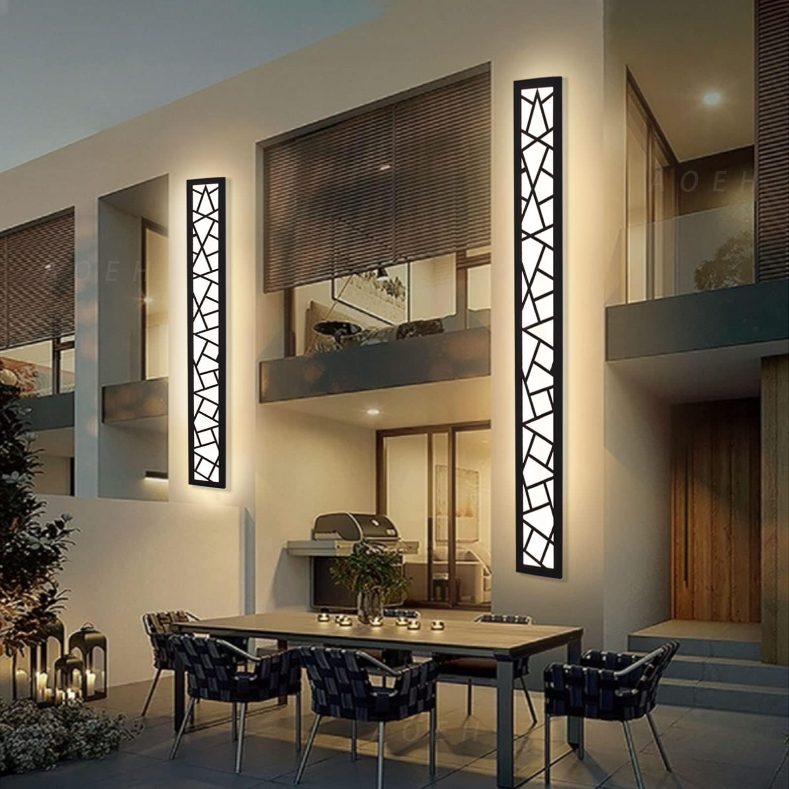 Outdoor Wall Lights Long Wall Lamp LED Black Wall Sconce Modern ...