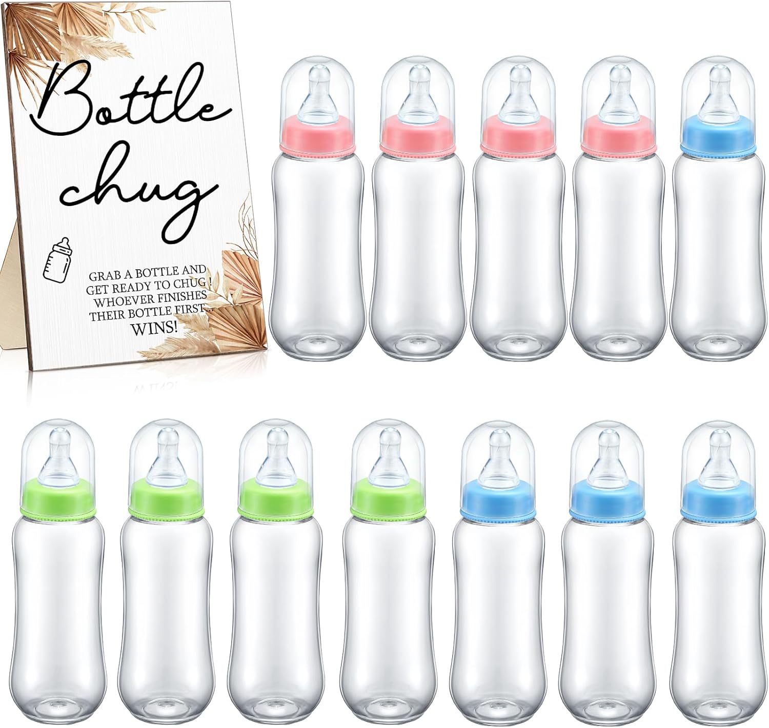 Roowest Baby Bottles for Baby Shower Games Bottle Chug 12 Pcs Plastic ...