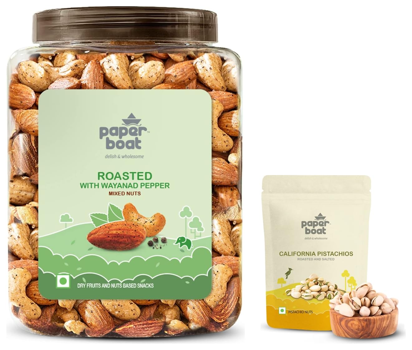 Paper Boat Roasted Mixed Nuts with Wayanad Pepper, Premium Dry Fruit ...