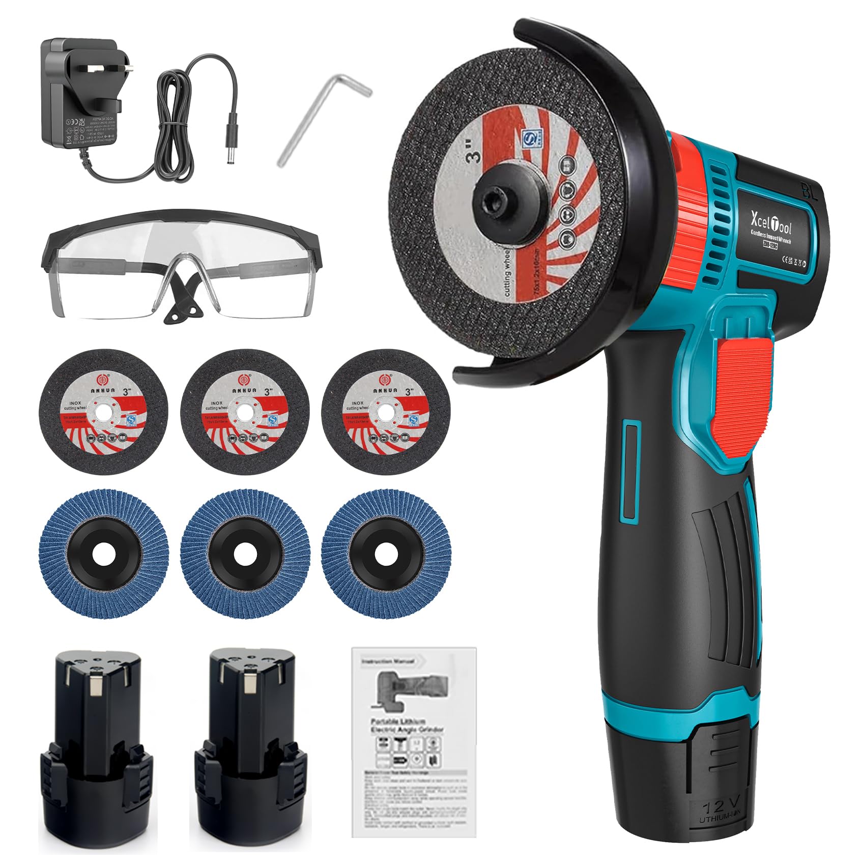 Funnyway Mini Angle Grinder Cordless, 19500rpm Cordless Angle Grinder ...