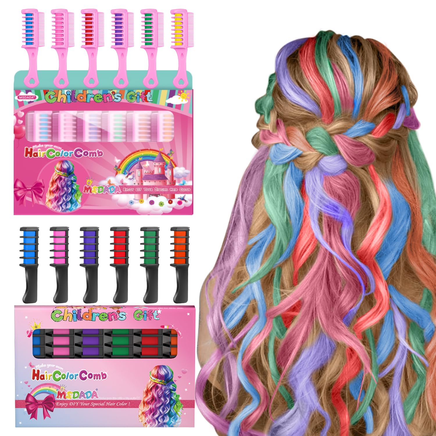 Amazon.com: New Hair Chalk Comb Temporary Hair Color Dye for Girls Kids ...