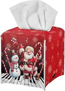 Amazon.com: Tomeusey Christmas Tissue Box Cover with Snowman and Santa ...