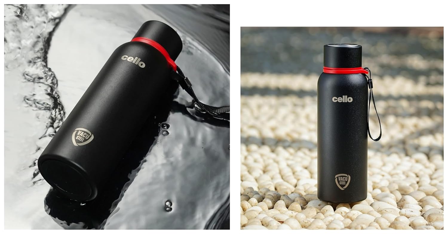 Cello Duro Tuff Steel Series Kent Flask | 900 ml, Black & Cello Duro ...