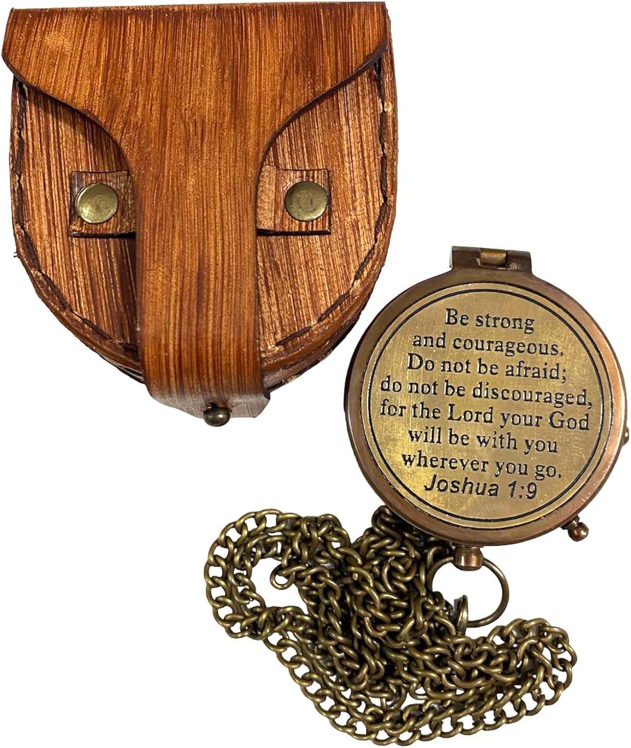 Amazon.com : EsraArts-Brass Compass Be Strong and Courageous.Joshua 1:9 ...