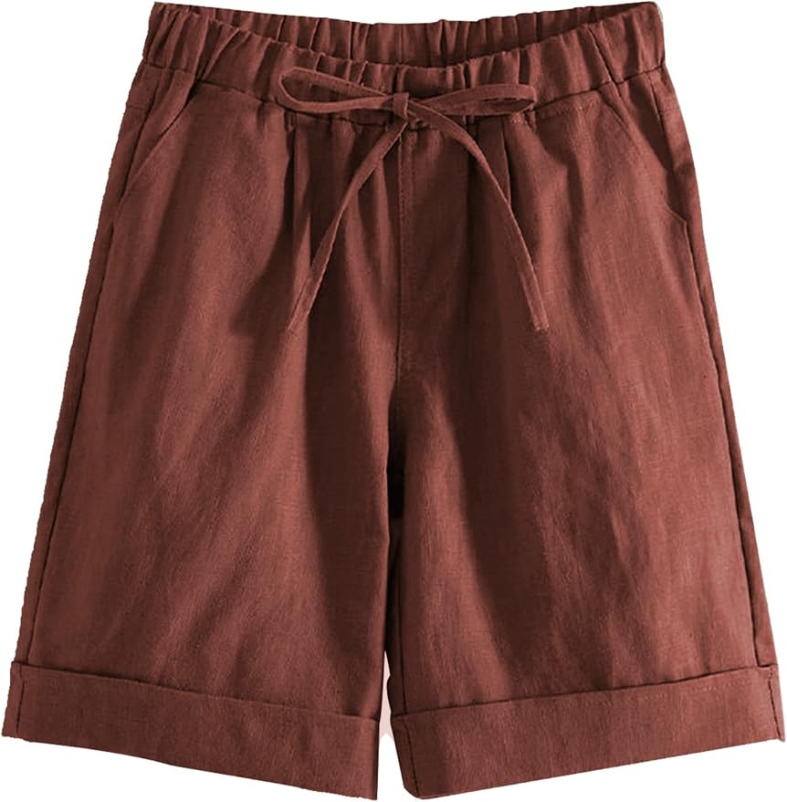 Yeokou Womens Casual Loose Elastic Drawstring Summer Beach Bermuda ...