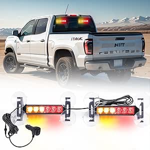 Amazon.com: Tiannor 2X Strobe Lights: 6.1 inch Amber & Red Police ...