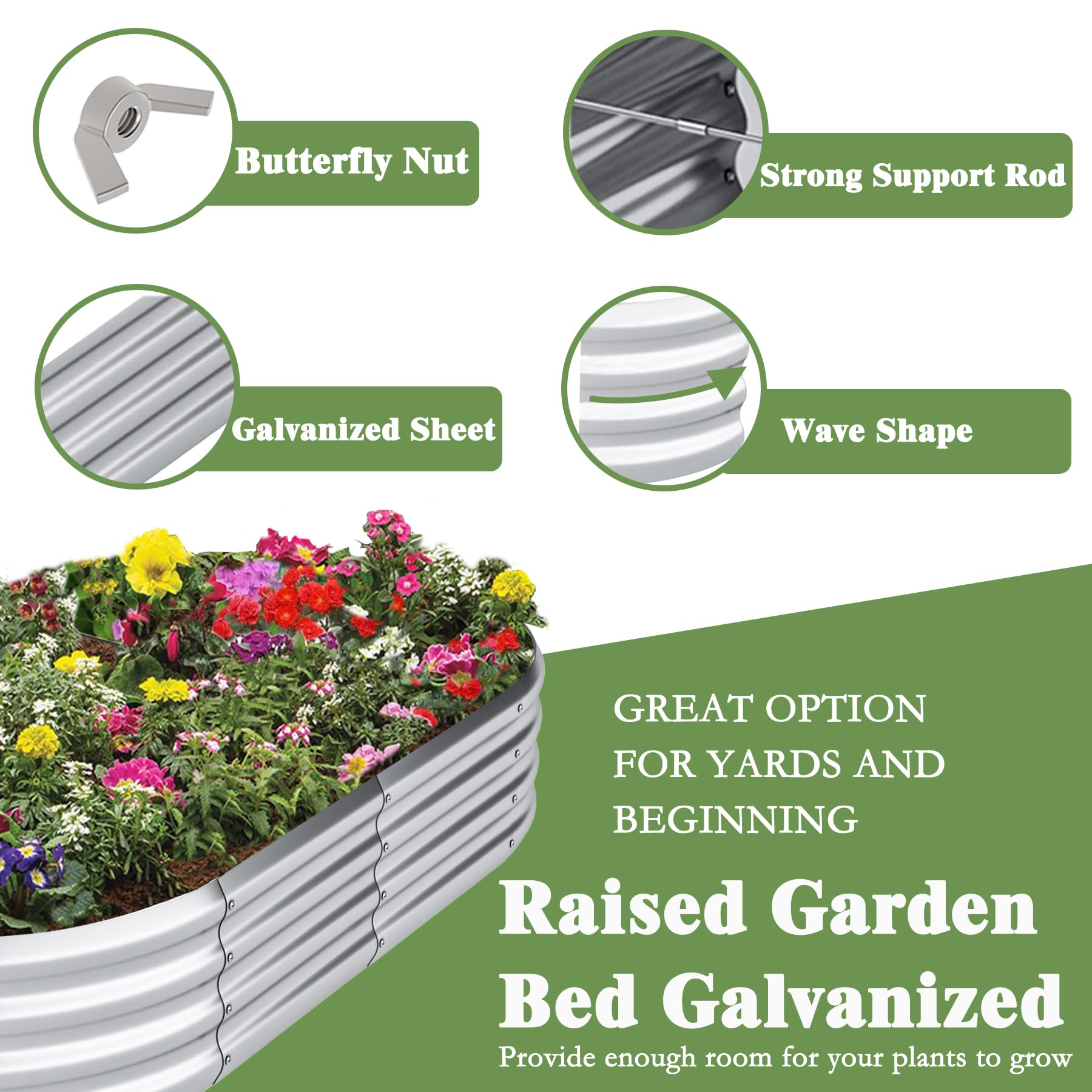 Snapklik.com : Besebay Galvanized Raised Garden Bed, Gardening ...