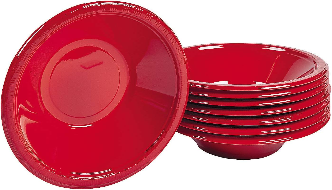 Amazon.com: Fun Express Classic Red Plastic Bowls (bulk 20 pack) Party ...