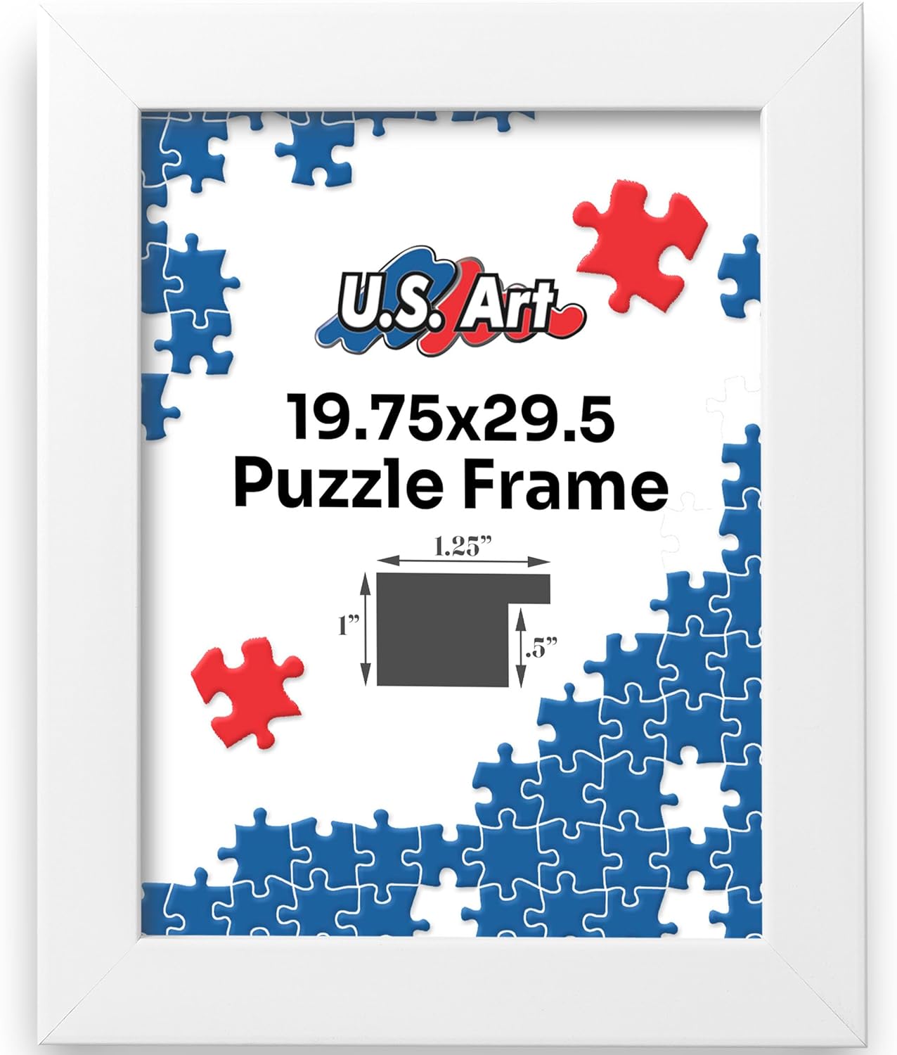 Amazon.com - US Art White 19.75x29.5 Puzzle Frame 1.25" Inch Wide ...
