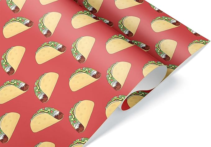 Amazon.com: Fun Cartoon Taco Gift Wrap Thick Wrapping Paper Red Mexican ...