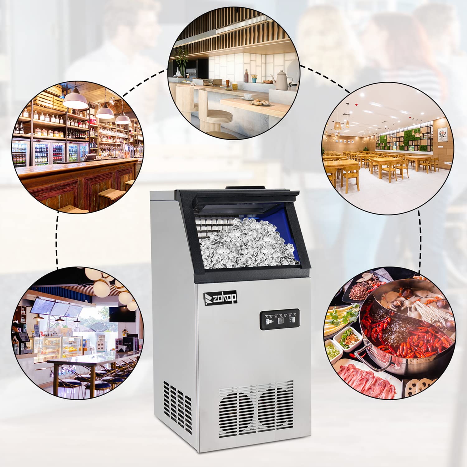 Buy Bonnlo 110LBS/24H Freestanding Commercial Ice Maker Machine, 24lbs ...