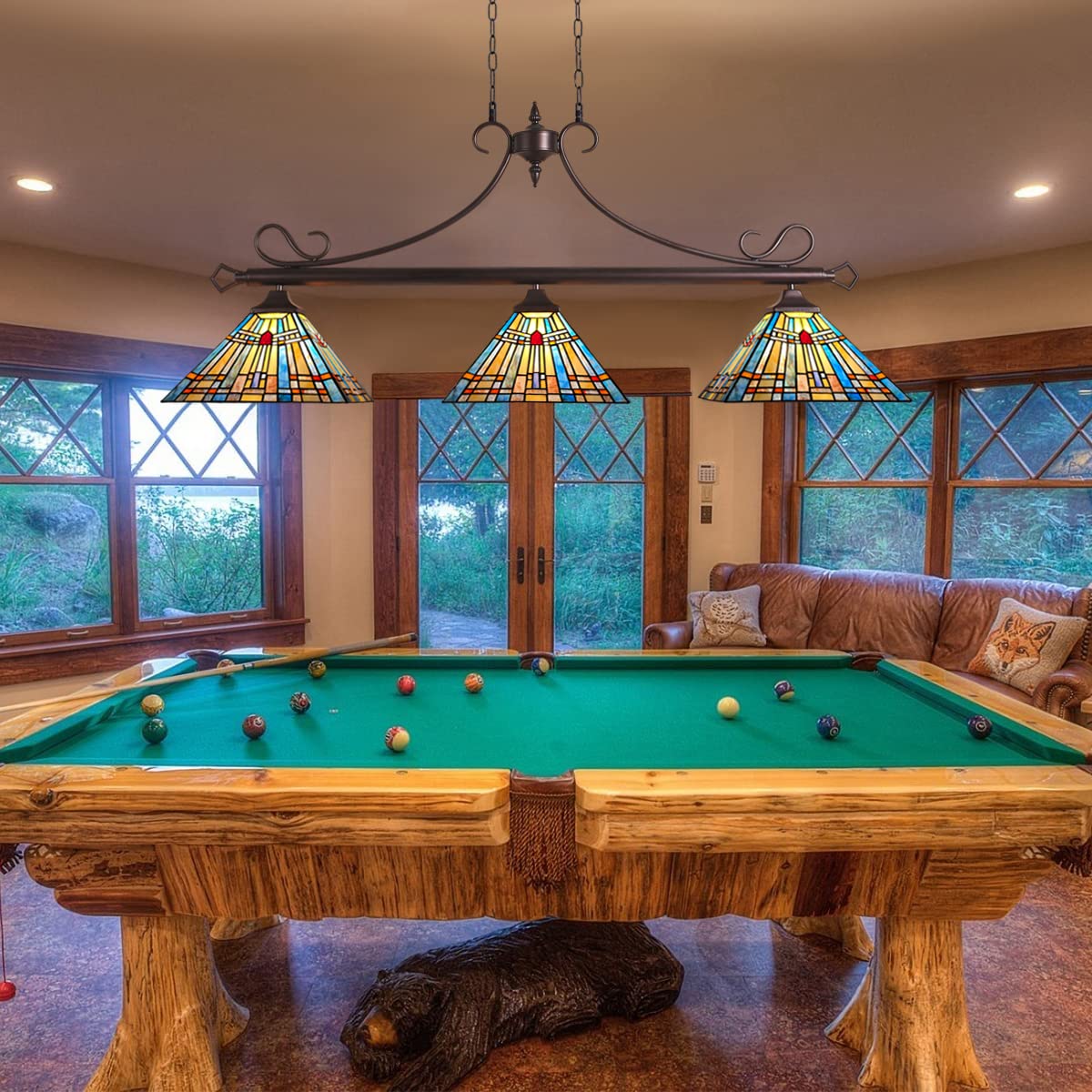 Stained Glass Table Lights Billiards