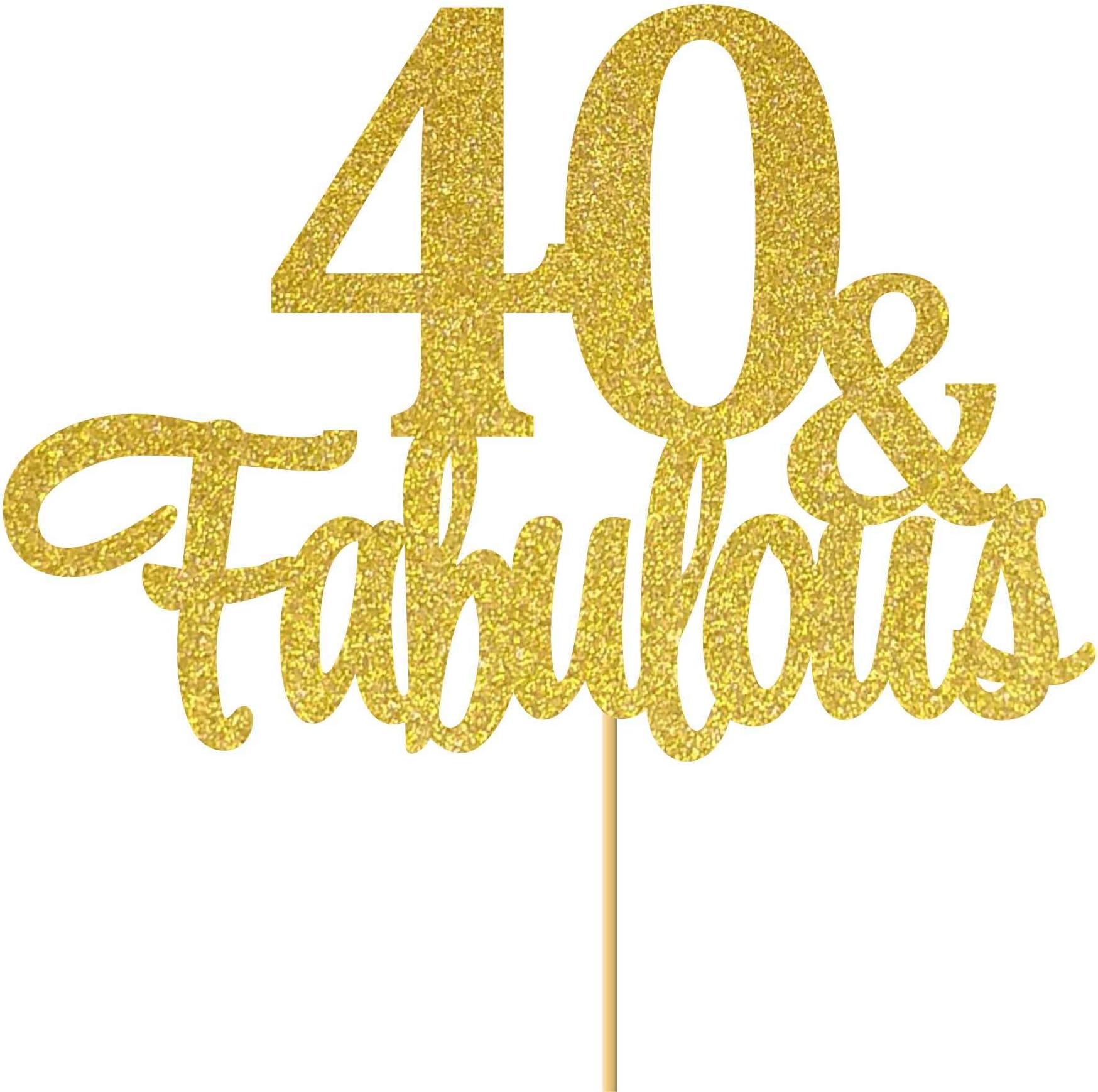 SVM CRAFT® Gold Glitter 40 Fabulous cake topper - 40 Anniversary ...