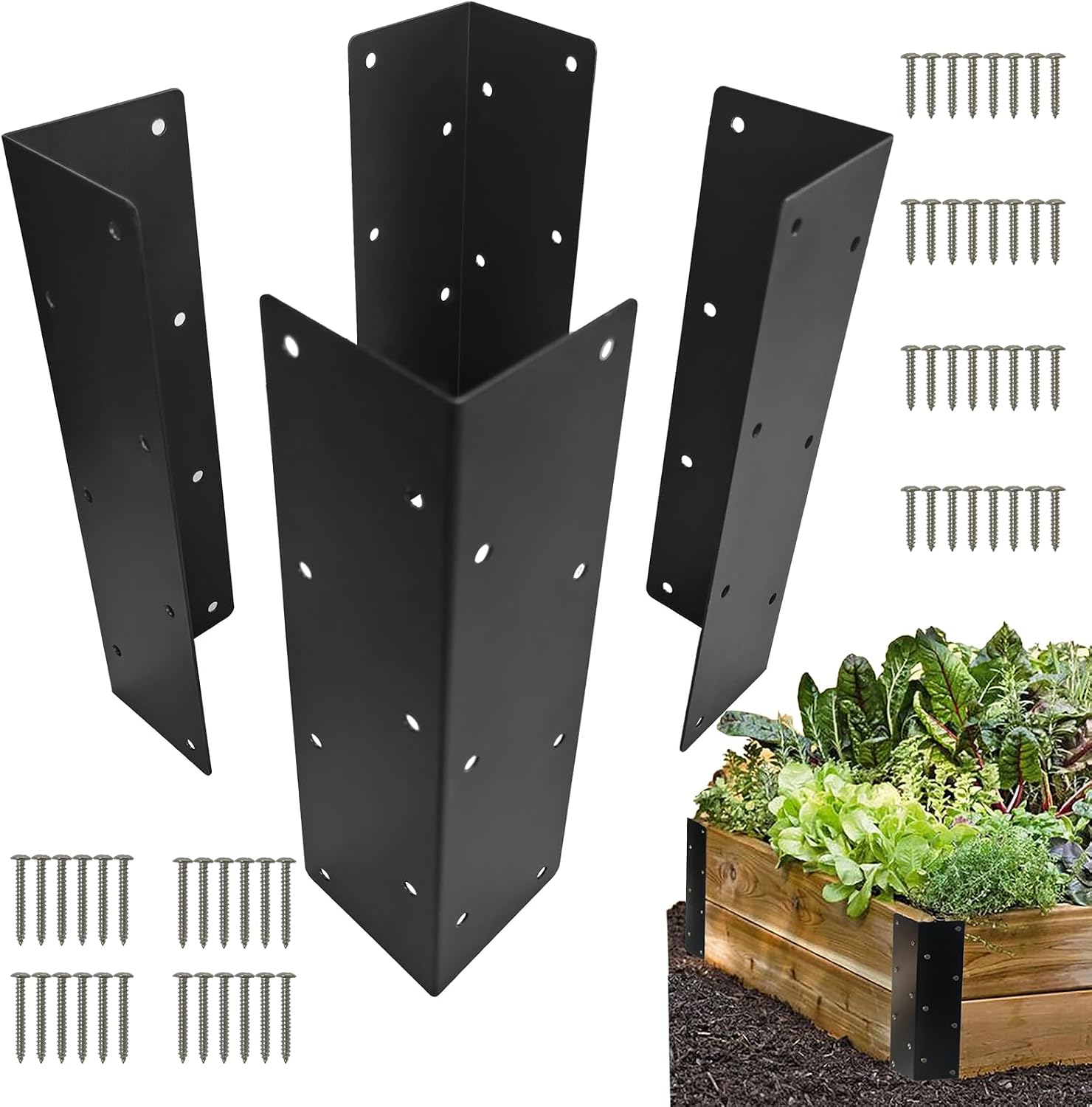 Amazon.com: 4 Pack Raised Bed Garden Corner Brackets , for 12"-24" Wood ...