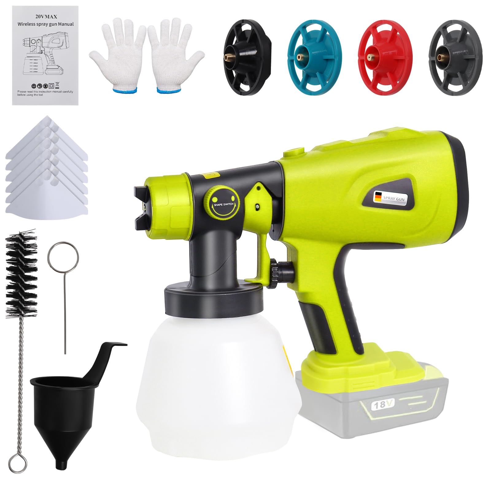 Cordless Paint Sprayer for Ryobi 18V Battery, HVLP Brushless Spray Gun ...