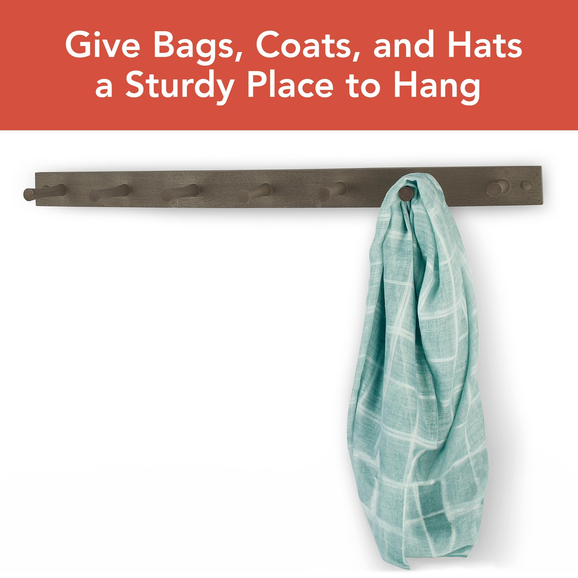 Snapklik.com : Spectrum Wall Mount 7 Peg Coat Rack Large Mounted Wooden ...