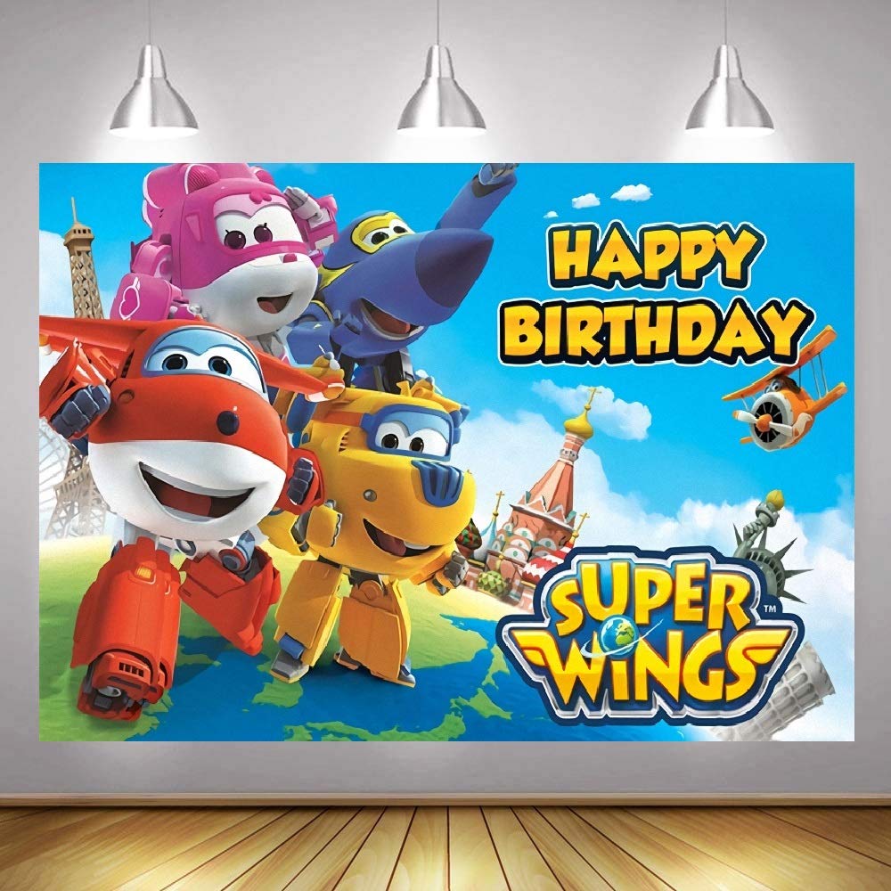 Buy Flying Backdrop for Kids Birthday Party Robot Birthday Party ...