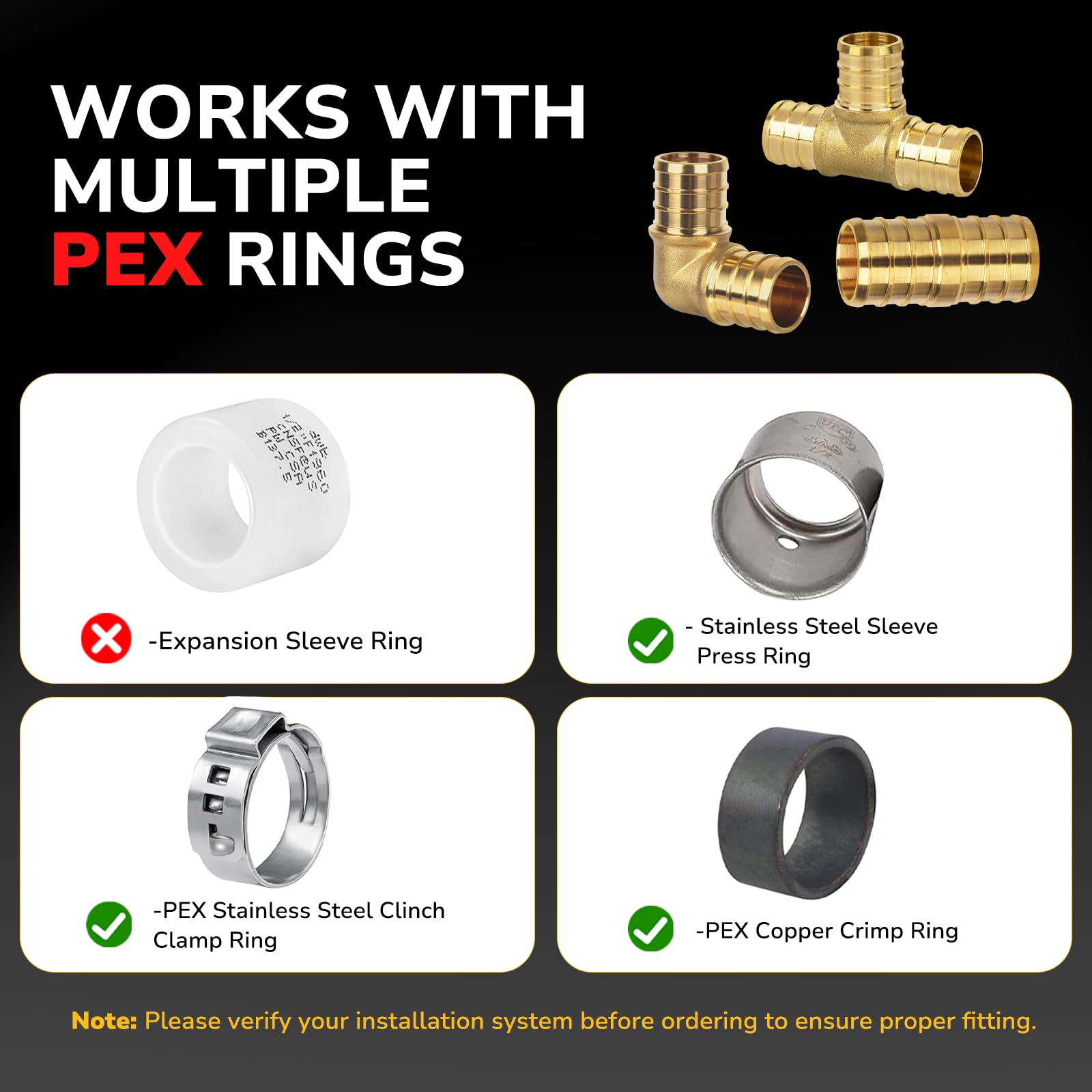 Snapklik.com : 48 Pack 1/2" Pex Fittings Set, 16 Pcs Each Elbow, Tee ...