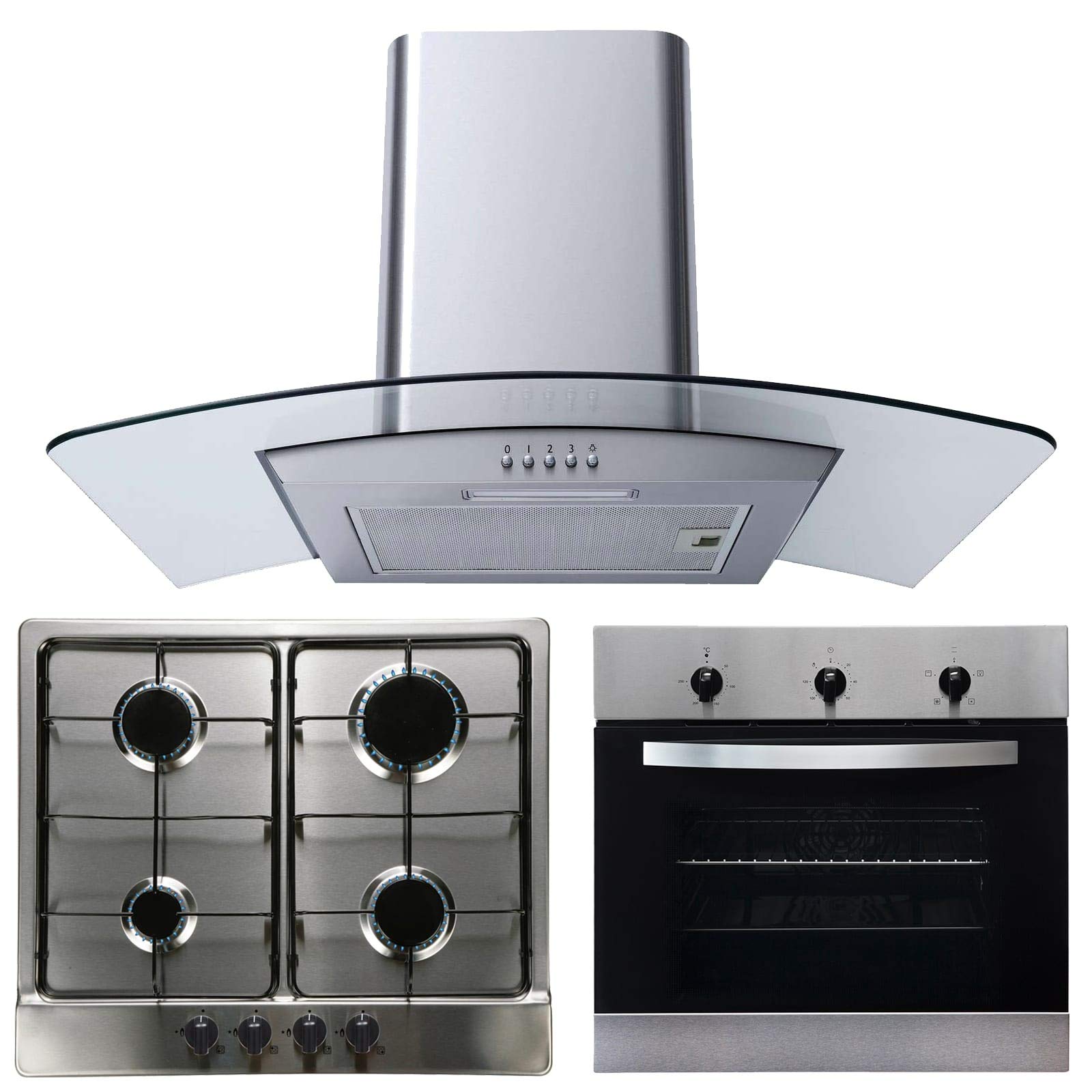 Buy SIA 60cm Single Electric Fan Oven, 4 Burner Hob & Curved Glass ...