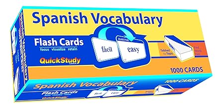 Amazon.com: Spanish Vocabulary 1000 Flash Cards: a QuickStudy Reference ...