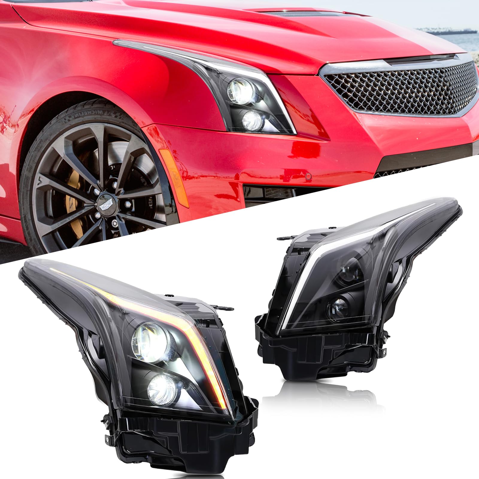 Amazon.com: Archaic Headlights Compatible for Cadillac ATS ATS-V 2013 ...