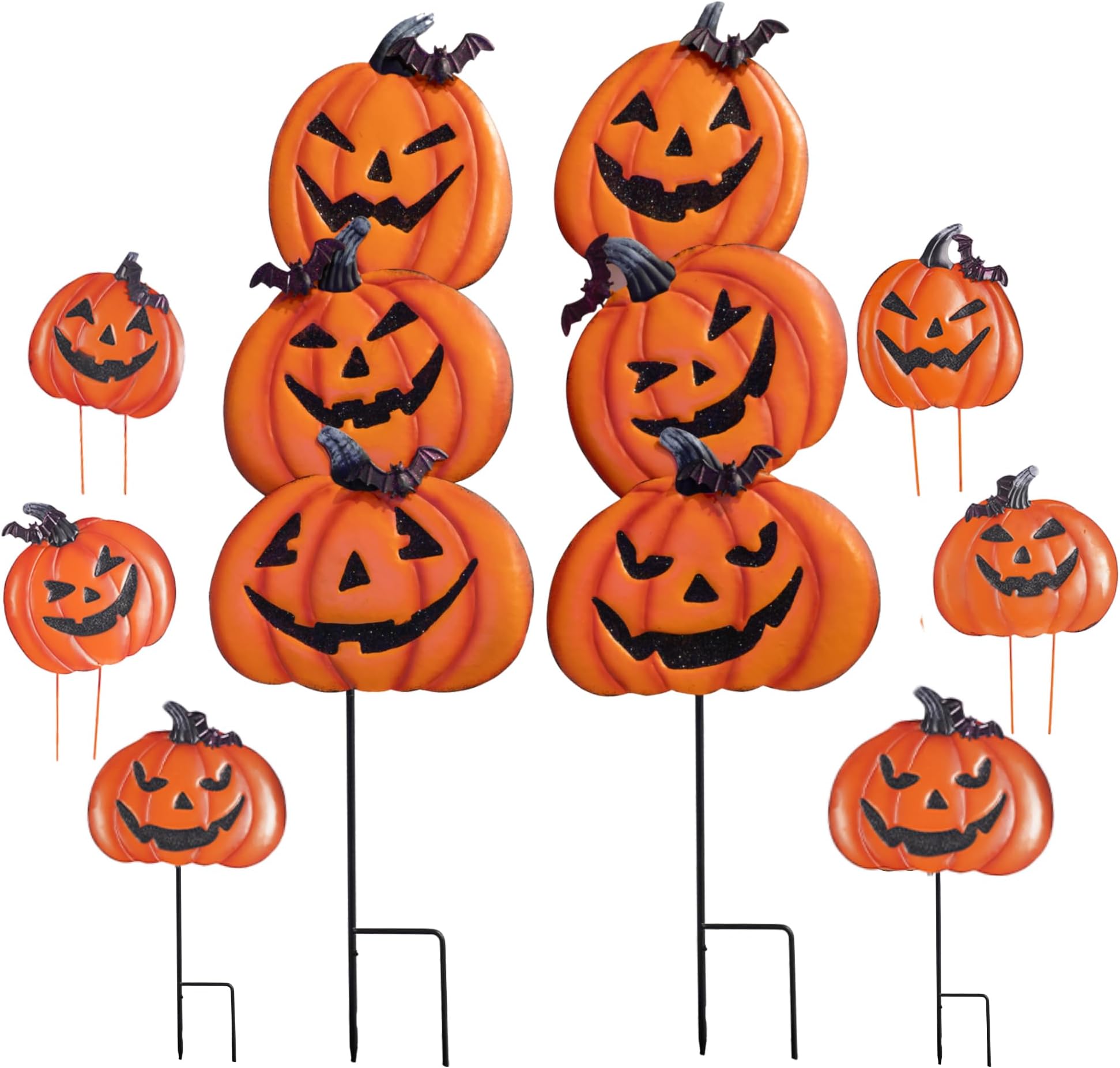 Amazon.com : Halloween Jack-O-Lantern Pumpkin Yard Stakes Decorations ...