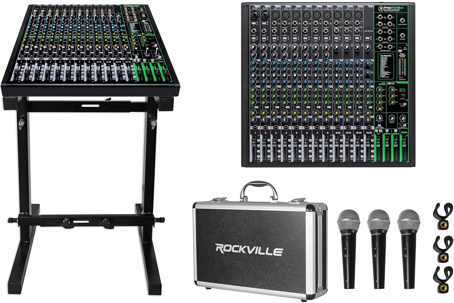 Amazon.com: Mackie ProFX16v3 Effects Mixer w/USB Bundle with Rockville ...