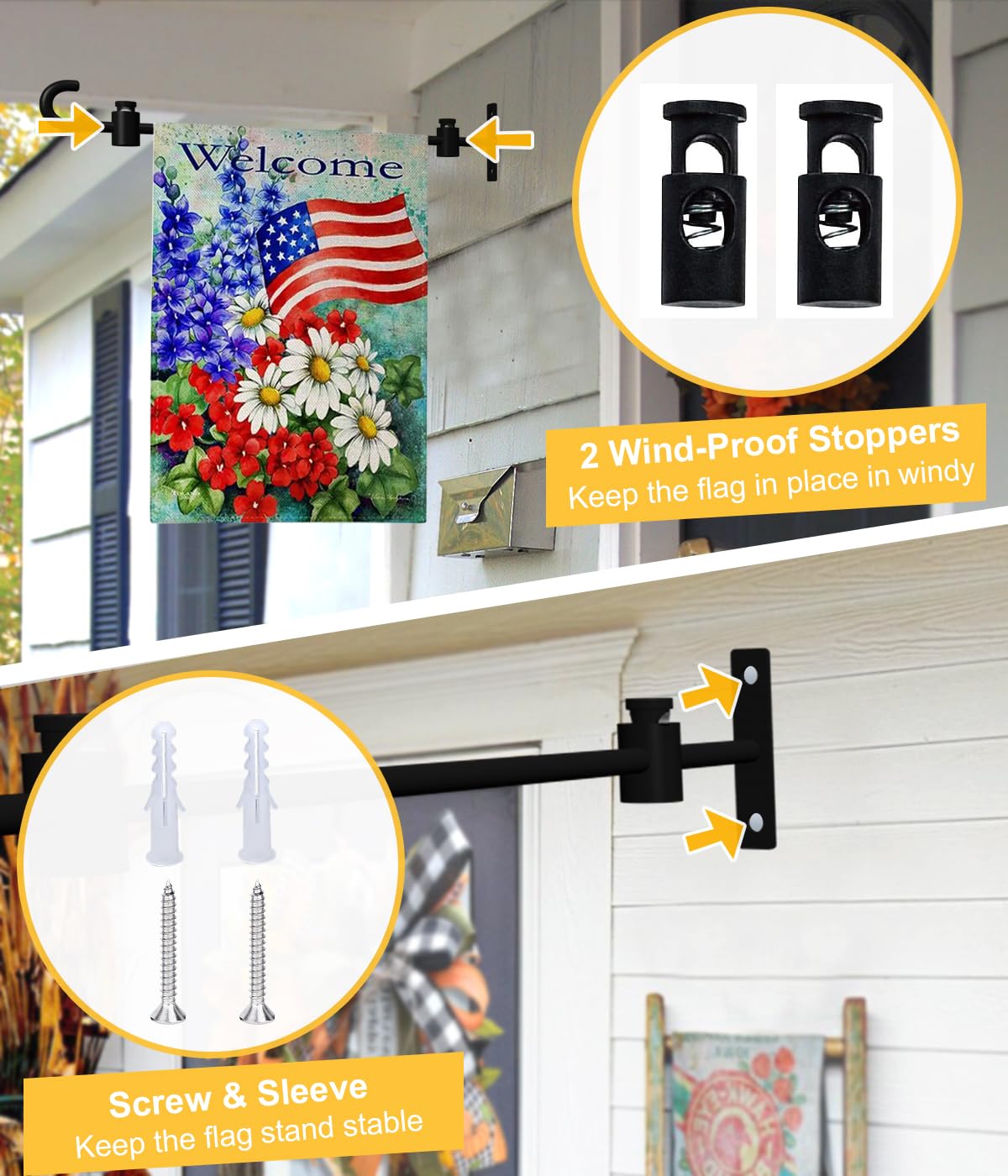 Snapklik.com : Koutemie Wall Garden Flag Stand Holder Pole