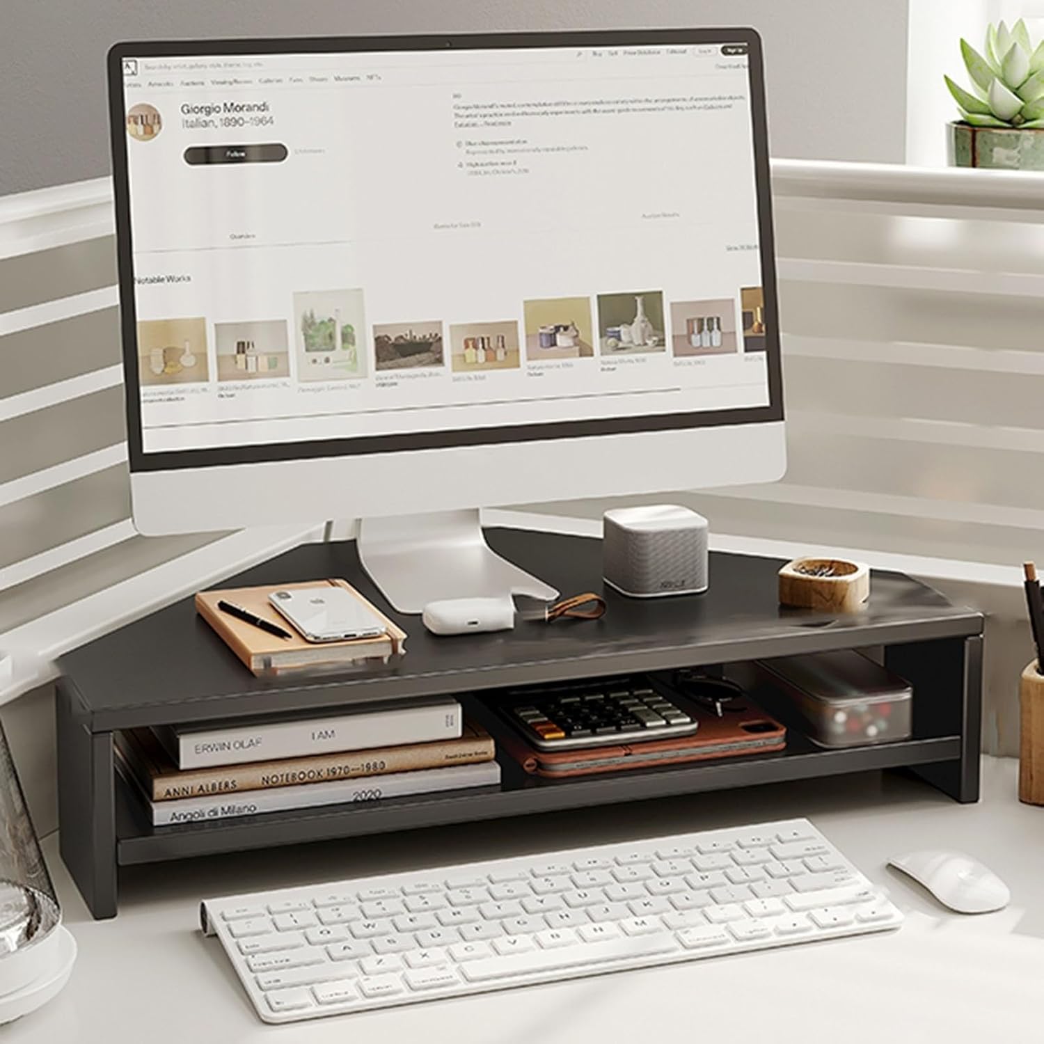 Amazon.com: Kunovo Triangle Monitor Stand with 2 Tiers Storage, 5" High ...