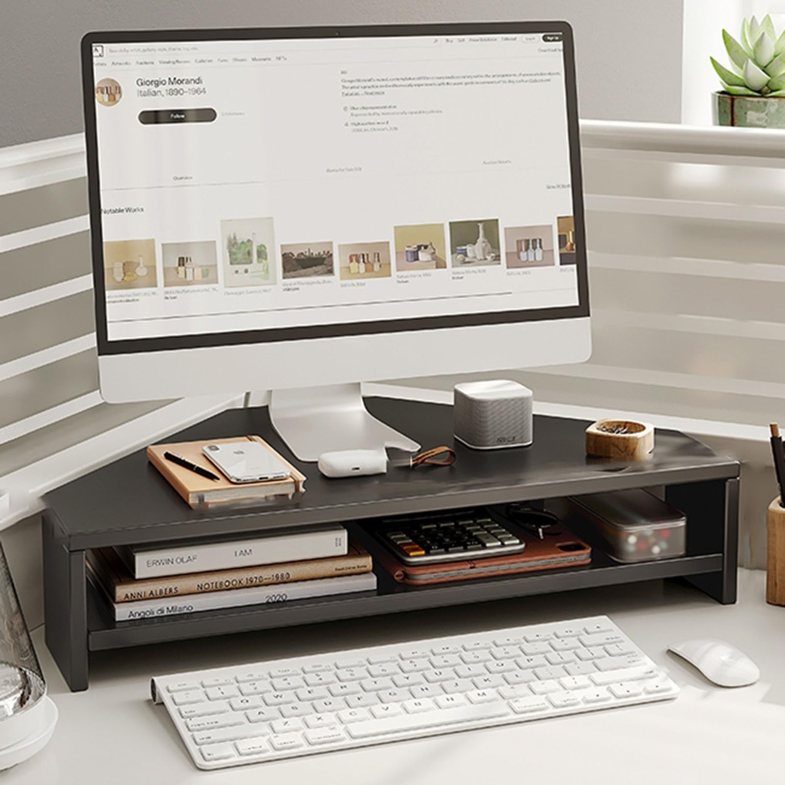 Amazon.com: Kunovo Triangle Monitor Stand with 2 Tiers Storage, 5" High ...