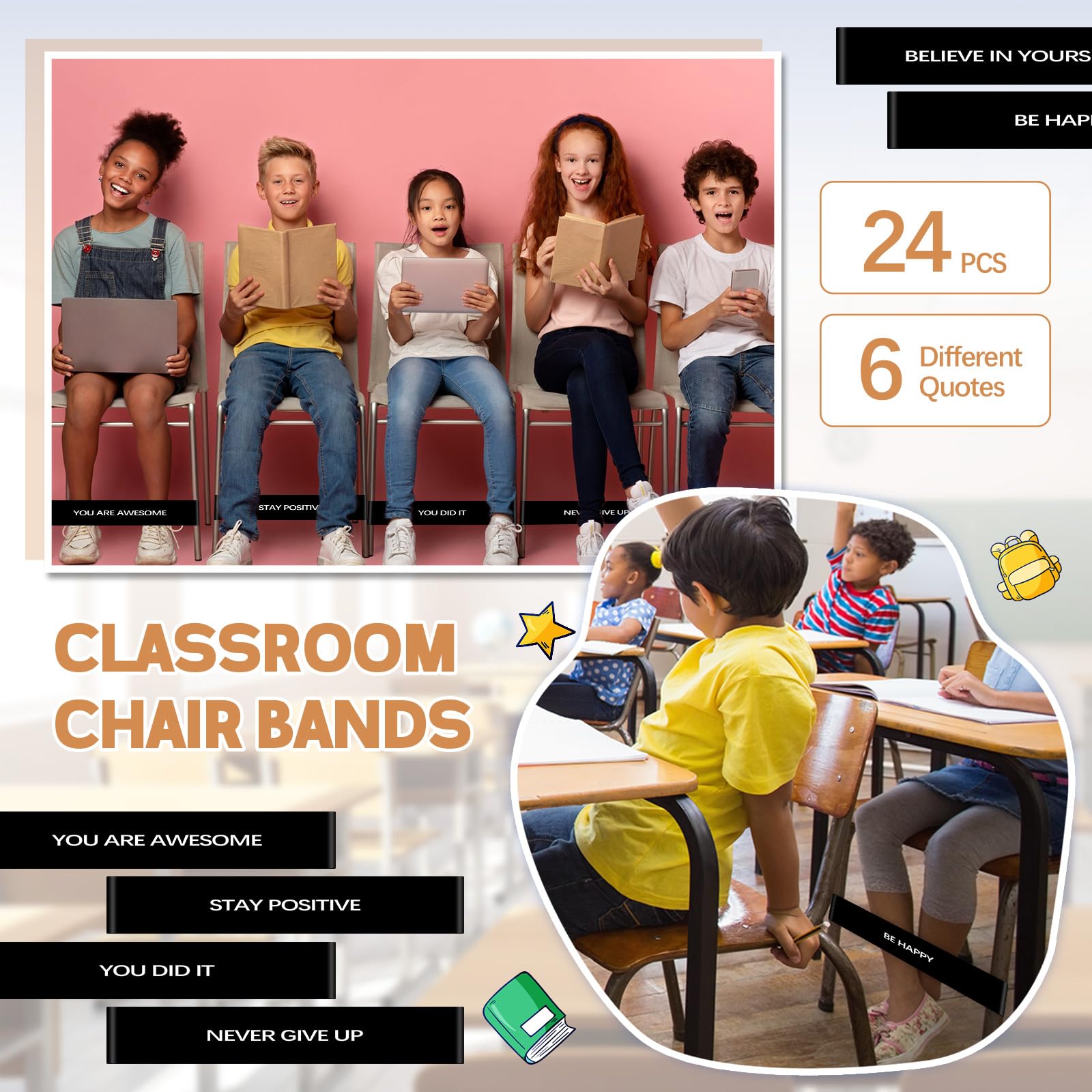 Snapklik.com : Libima 24 Pcs Classroom Chair Bands For Kids