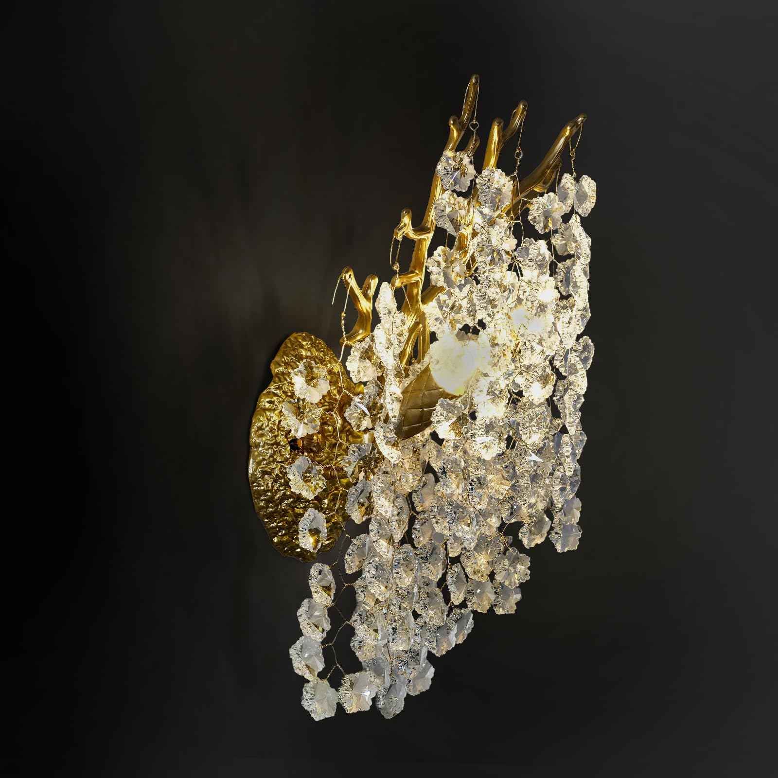 kvtinmty Gold Crystal Wall Sconces, Tree Branch Crystal Wall Light ...