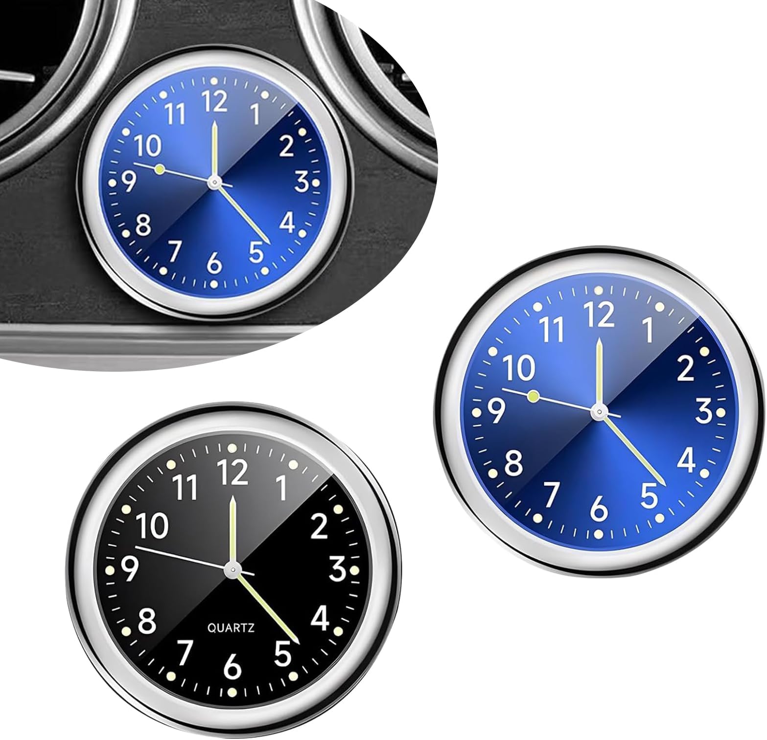 Amazon.com: cerfioo 2 PCS Car Round Clock, 1.57" x 0.31" Mini Quartz ...