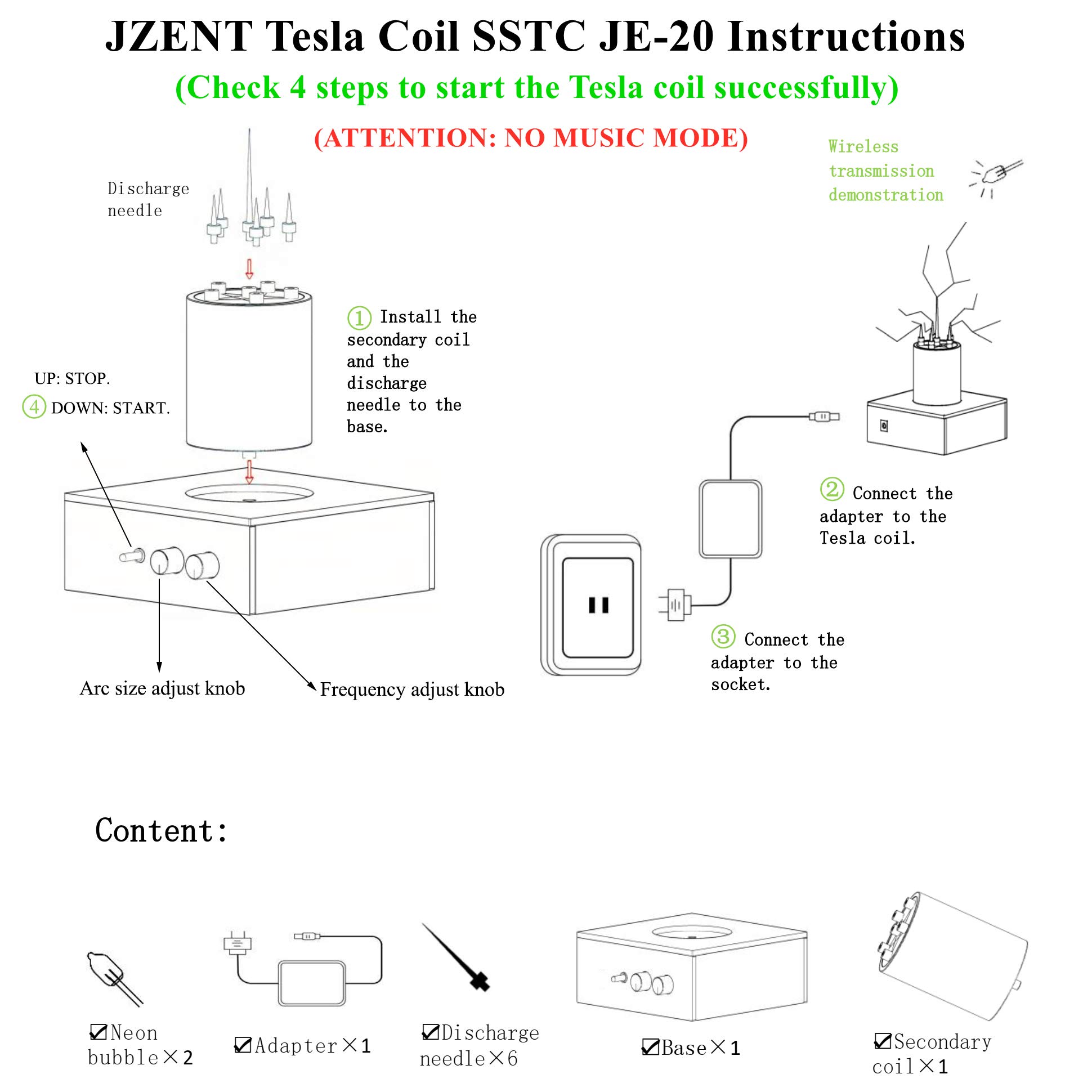 JZENT Tesla Coil SSTC Desktop Toy Arc Generator Wireless Transmission ...