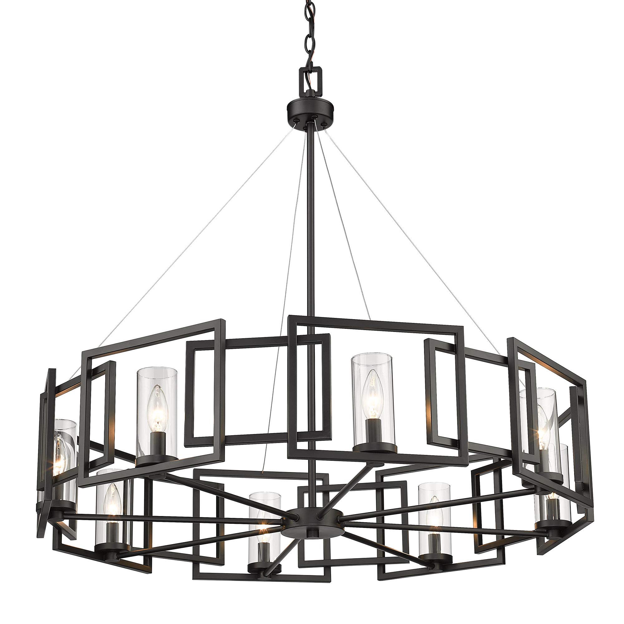 Golden Lighting Marco 8 Light Chandelier Matte Black with Clear Glass