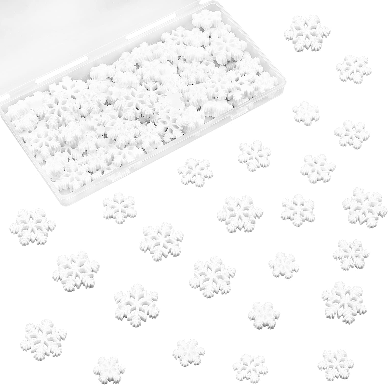 Amazon.com: 100 PCS Tiny Resin Snowflakes Decor Snowflakes Christmas ...