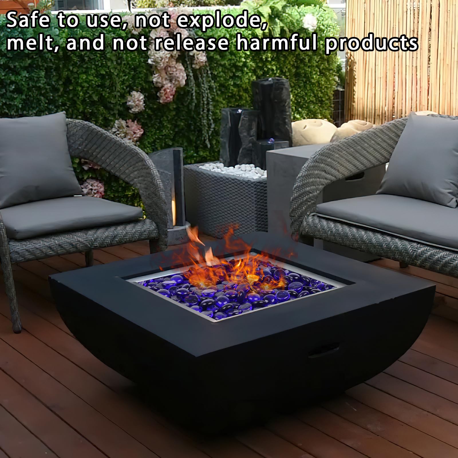 Snapklik.com : 10LB Cobalt Blue Fire Pit, Reflective Round Glass Rocks ...