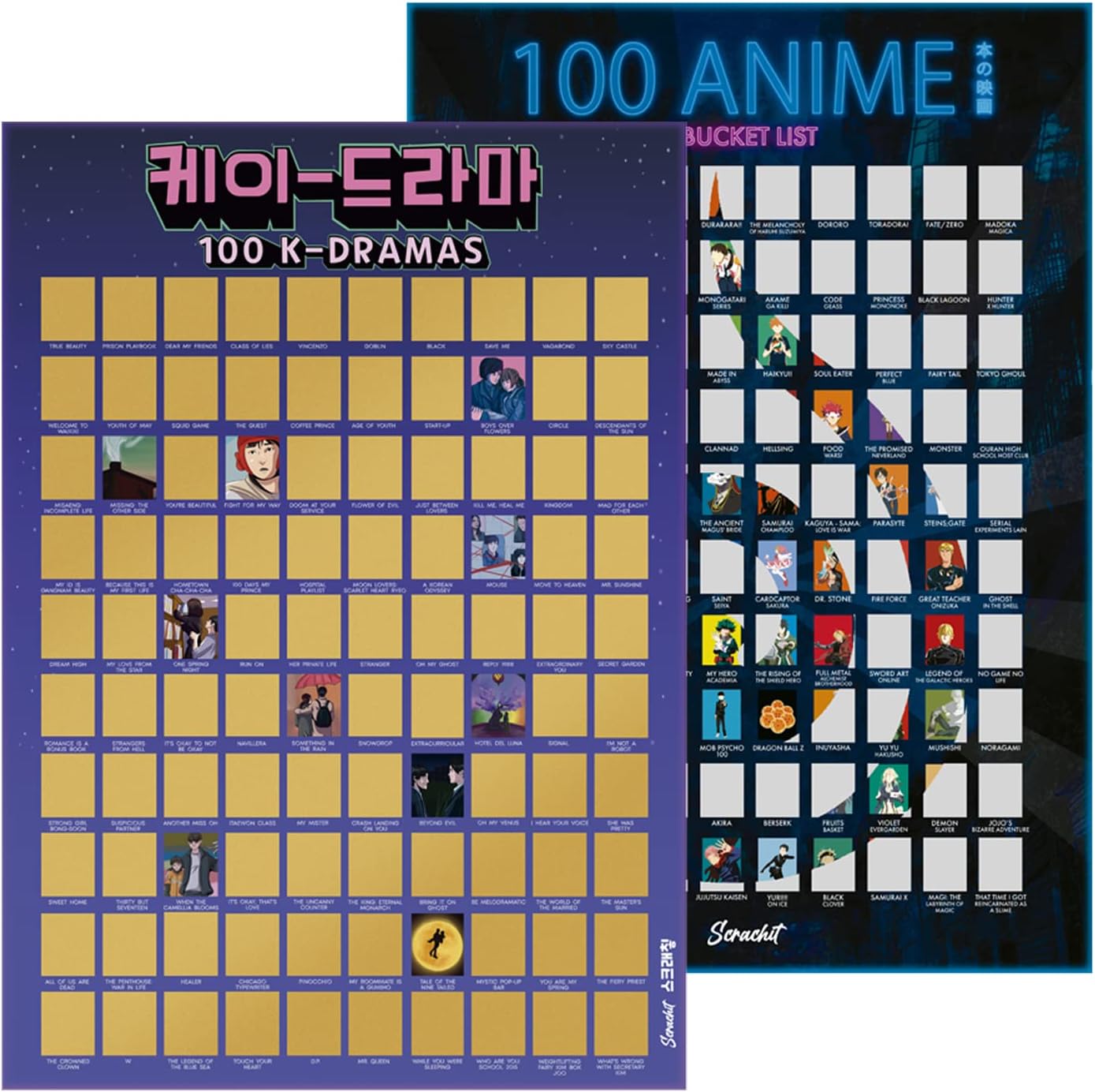 Amazon.com: Anime and K-Drama Scratch off Poster Set Gift for Anime ...