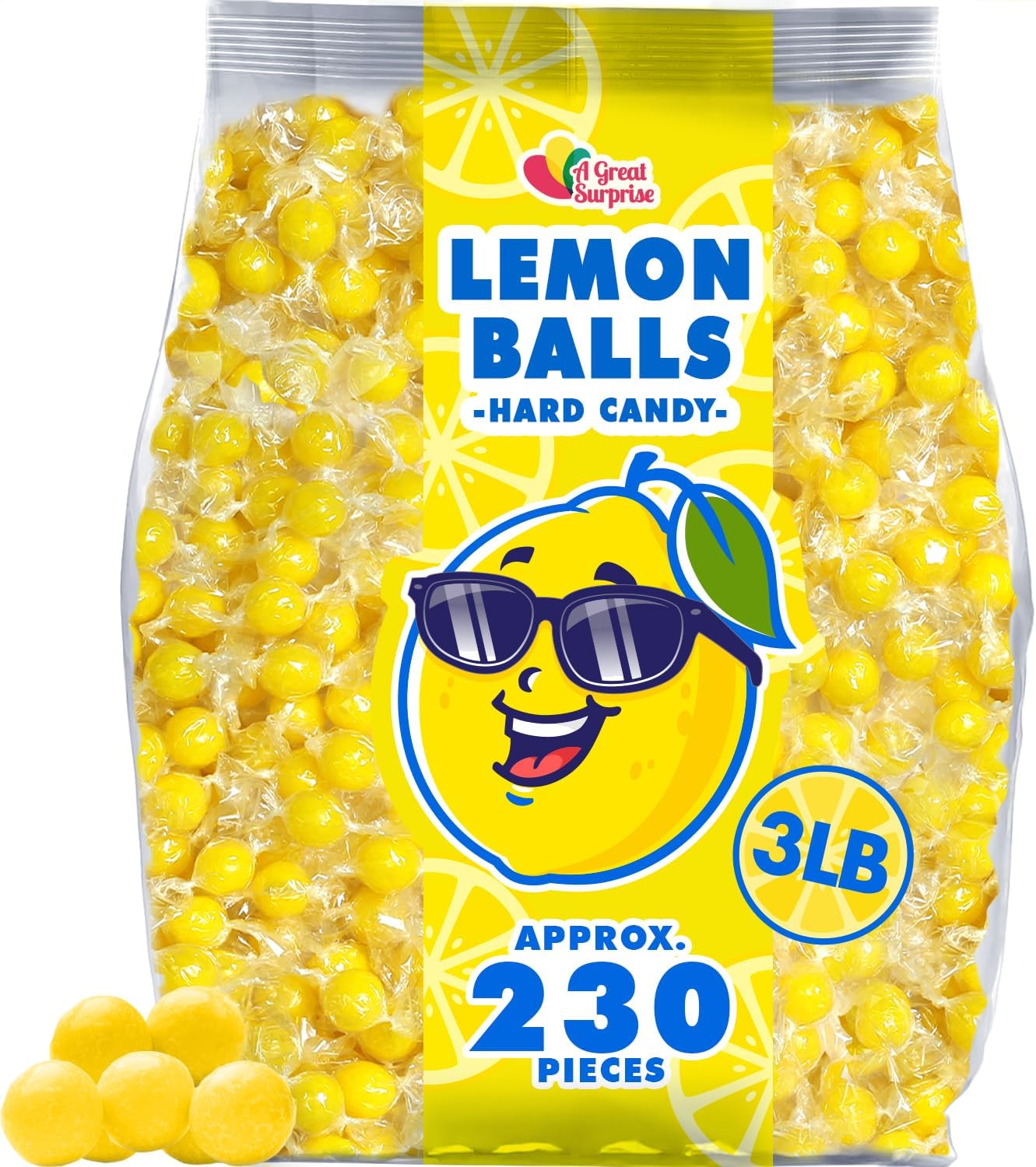 Amazon.com : Lemon Balls Hard Candy - 3 Pounds - Yellow Candies Drop ...