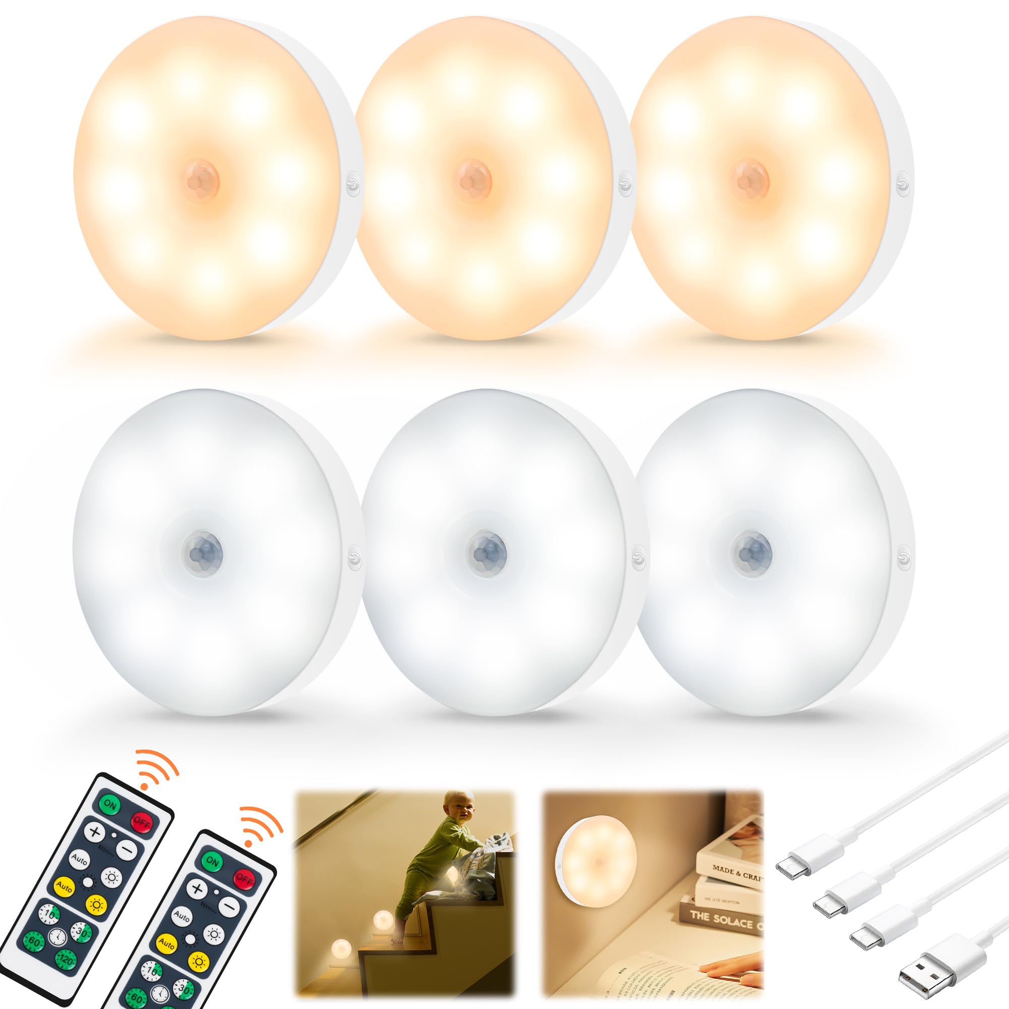 DSLebeen Motion Sensor Lights Indoor: Rechargeable LED Night Light with ...