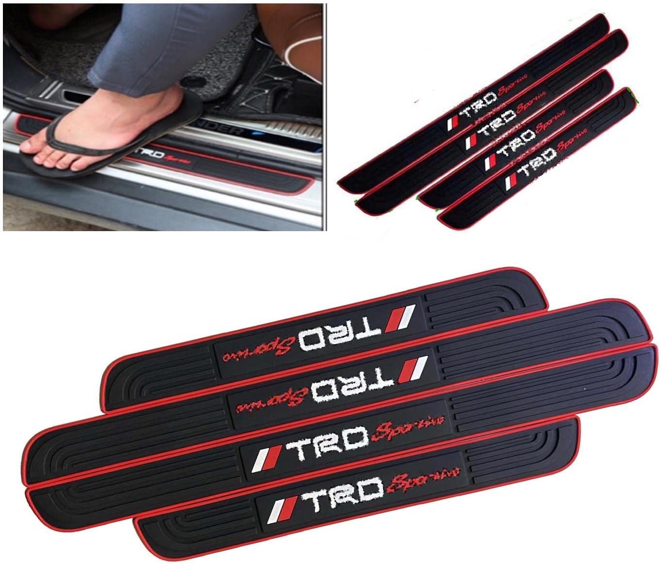 ISEE 360® 4Pcs Carbon Fibre Anti Scratch Door Sill Car Stickers ...