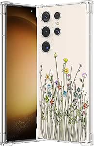 Amazon.com: RALEAVO Flower Case for Samsung Galaxy S23 Ultra,Clear Floral Case Slim Cute Cover ...