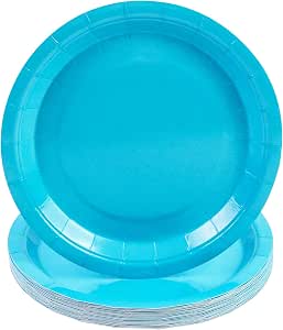 Amazon.com: PUEVENYI 50PCS Baby Blue Paper Plates - 7Inch Baby Blue ...