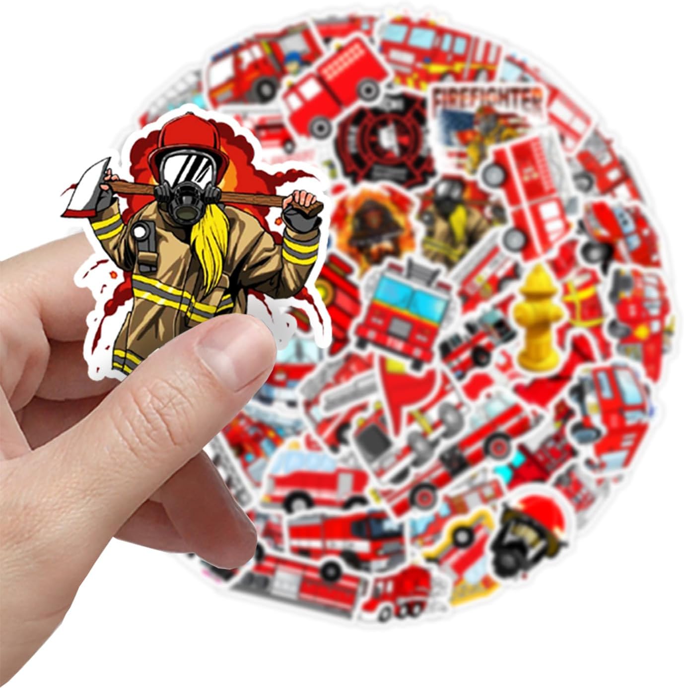 Amazon.com: Hujemama fire Truck 50 PC Stickers for Kids Teens Cute ...