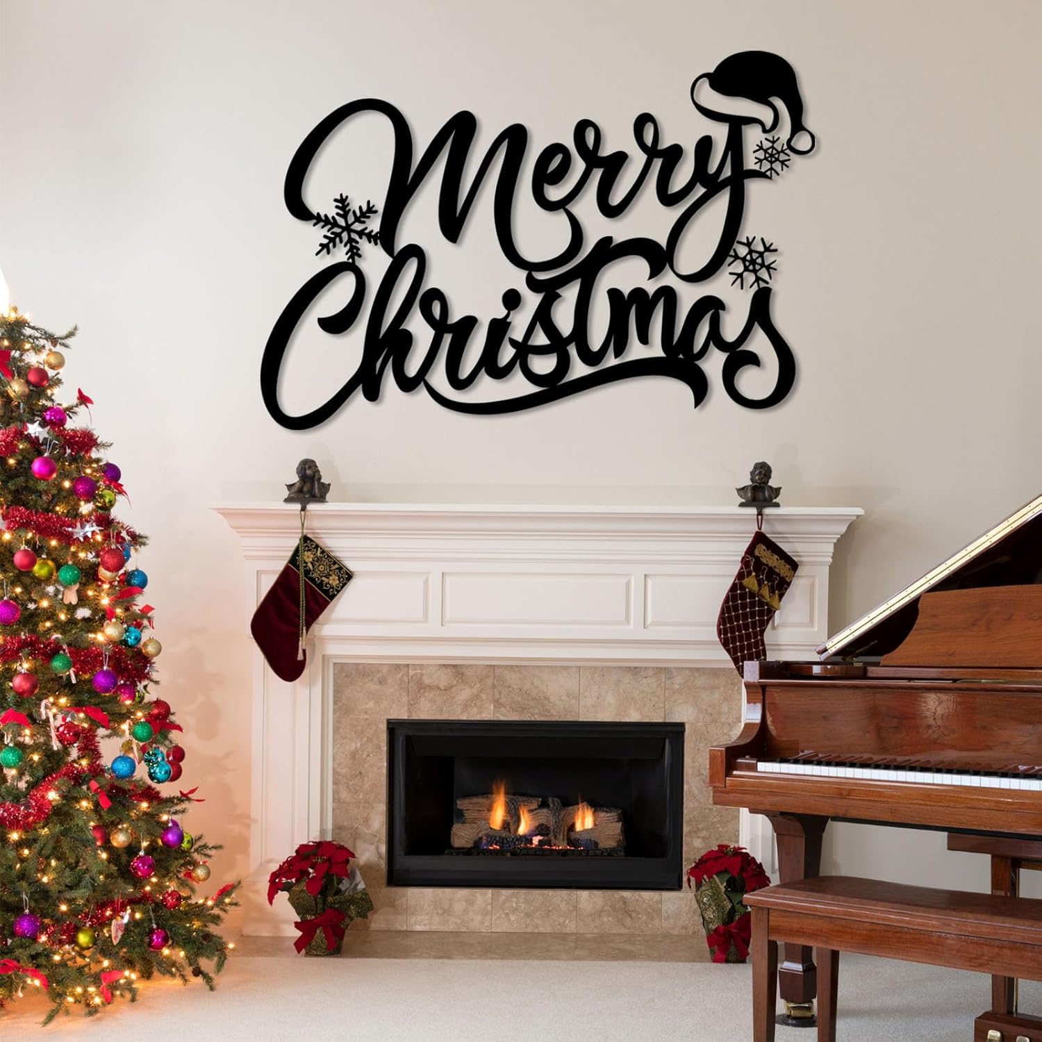 Amazon.com: Merry Christmas Metal Wall Sign, Merry Christmas Metal Word ...