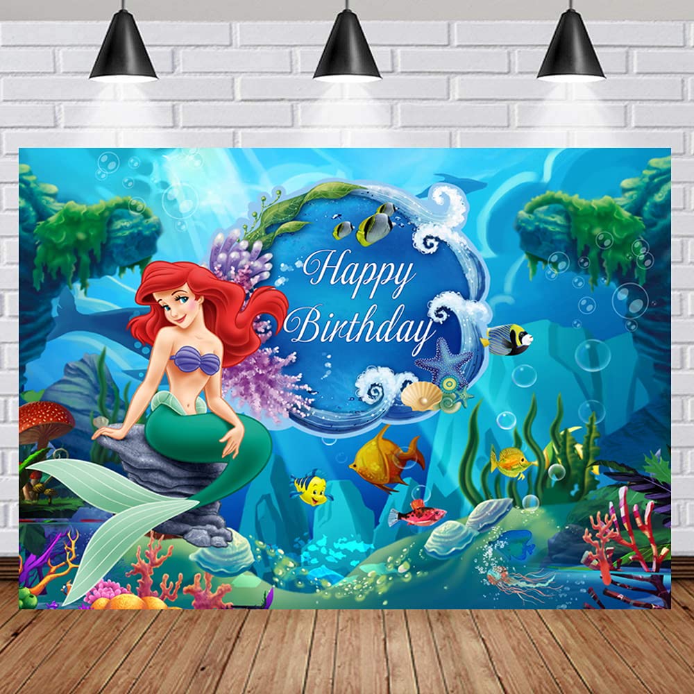 Buy Under The Sea Little Mermaid Backdrop 5x3ft Girls Birthday Party ...
