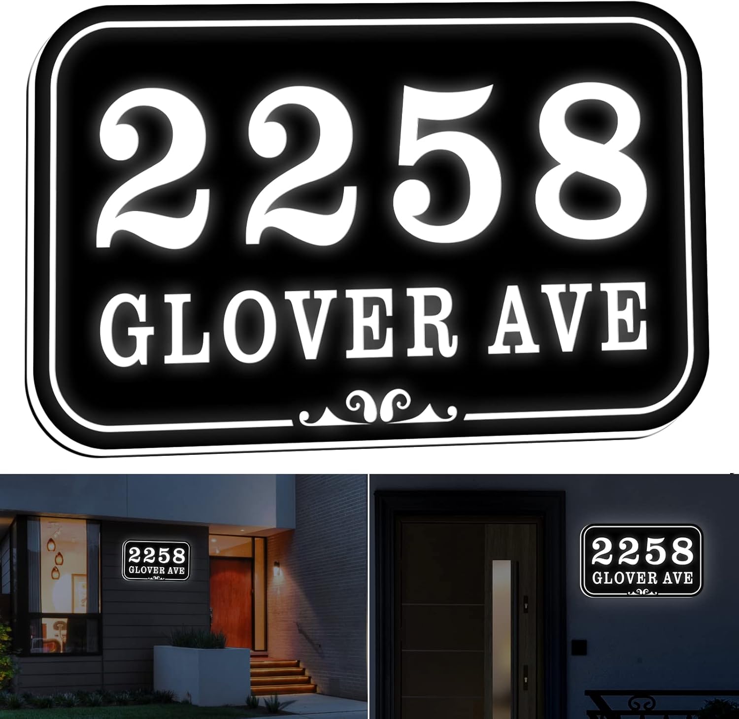 Amazon.com: COQOFA Lighted Address Signs for Houses Personalized LED ...